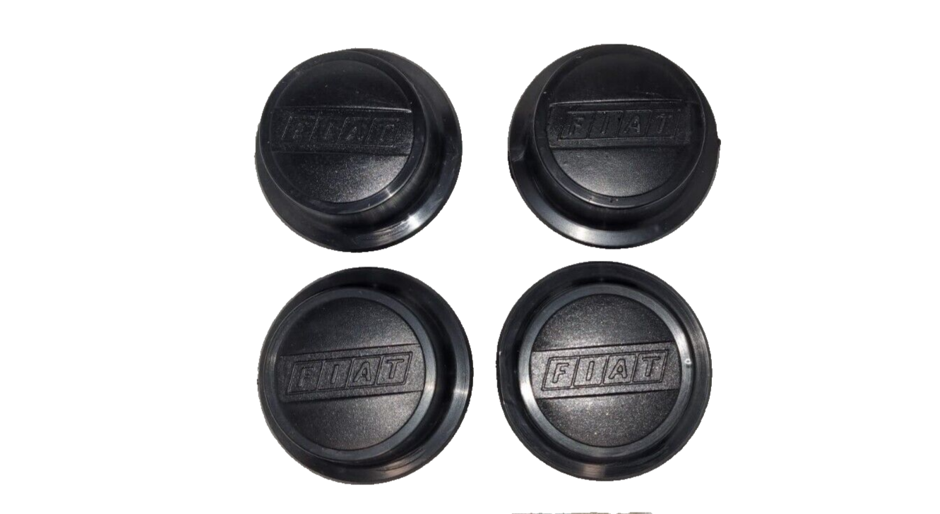 Fiat 124 126 127 128 1971-90 Wheel Center Caps Black Kit of 4pcs Brand ...
