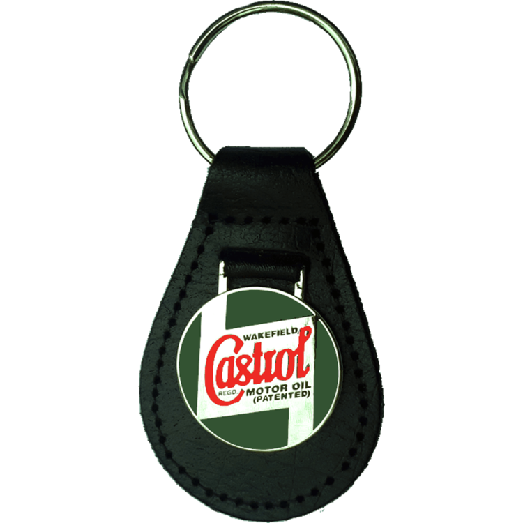 Castrol Natural Leather Classic Key Fob Metal Engraved Logo Vintage Ke ...