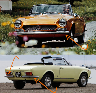 CLASSIC FIAT 124 FRONT REAR BUMPER SET EURO SERIES 1 CHROME BUMPERS BR ...